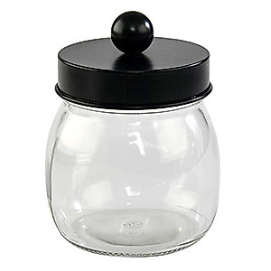 Home-X Mason Jar for Bathroom Organization, Apothecary Jars with Lids (Black) 8oz Capacity