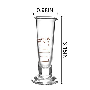 Professional Lab Graduated Measuring Cup with Spout 5ml Wide Mouth Glass Conical Beaker Thickened Borosilicate Beaker Heat Resistant (5ml) Transparent