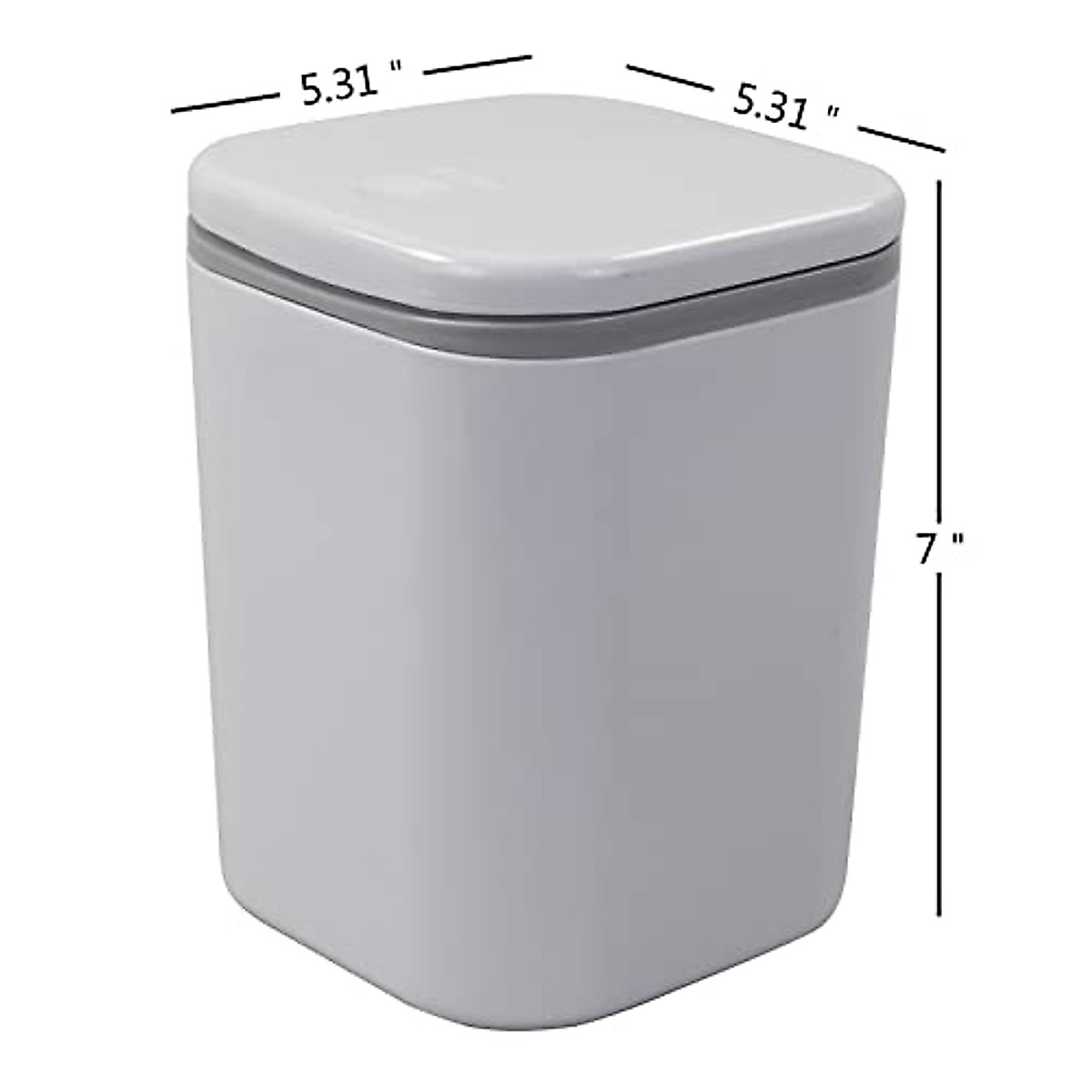 Idomy 0.5 Gallon Tiny Desktop Push-Button Trash Can, Mini Garbage Can, Gray