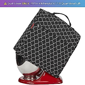 NICOGENA Stand Mixer Cover Compatible with KitchenAid 6/7/8 Quart Bowl Lift, Dust Cover with Zipper Pocket for Accessories, Lantern Black