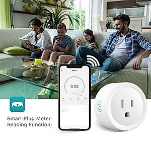 Smart Plug 4 Packs with Energy Monitor 16A - Smart Outlet 2.4Ghz Wi-Fi Plug Compatible with Alexa&Google Home Assistant - Remote Control Plugs with Timer Function, Hands-Free.