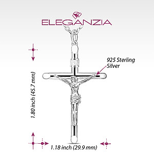 ELEGANZIA Sterling Silver Crucifix Necklace Women Cross Necklace for Men Catholic, Crucifix Pendant with Adjustable 22-24 Inch Silver Necklace Chain Cross Pendant