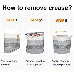 COSYLAND Large 15.7“x15.7“x10“ Storage Laundry Basket Woven Cotton Rope Organizer for Blanket Toys Towels Baby Nursery Hamper Bin with Handle