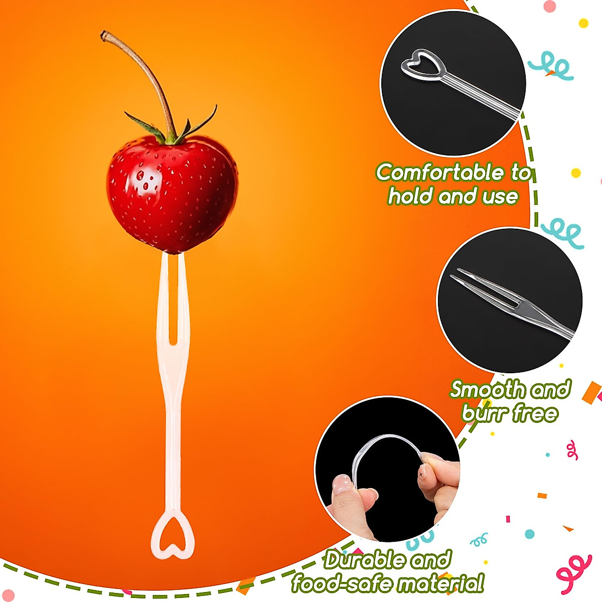 MAQIHAN 300Pcs Disposable Mini Fruit Forks - Plastic Appetizer Forks Mini Cocktail Forks Individually Wrapped Tiny Dessert Forks Cocktail Food Picks Palillos Para Fruta for Party Appetizer Charcuterie