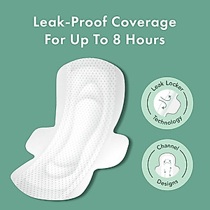 Rael Pads For Women, Organic Cotton Cover Pads - Regular Absorbency, Unscented, Ultra Thin Pads with Wings for Women (Regular, 56 Total)