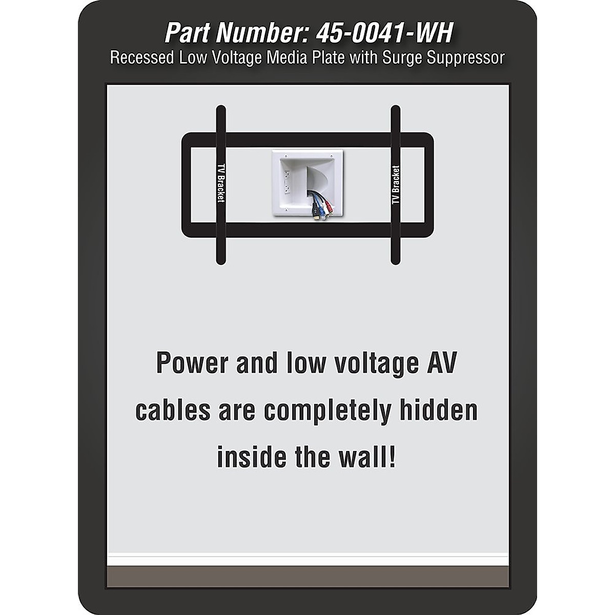 DATA COMM Electronics Media Plate with Duplex Surge Suppressor, White, 0 US