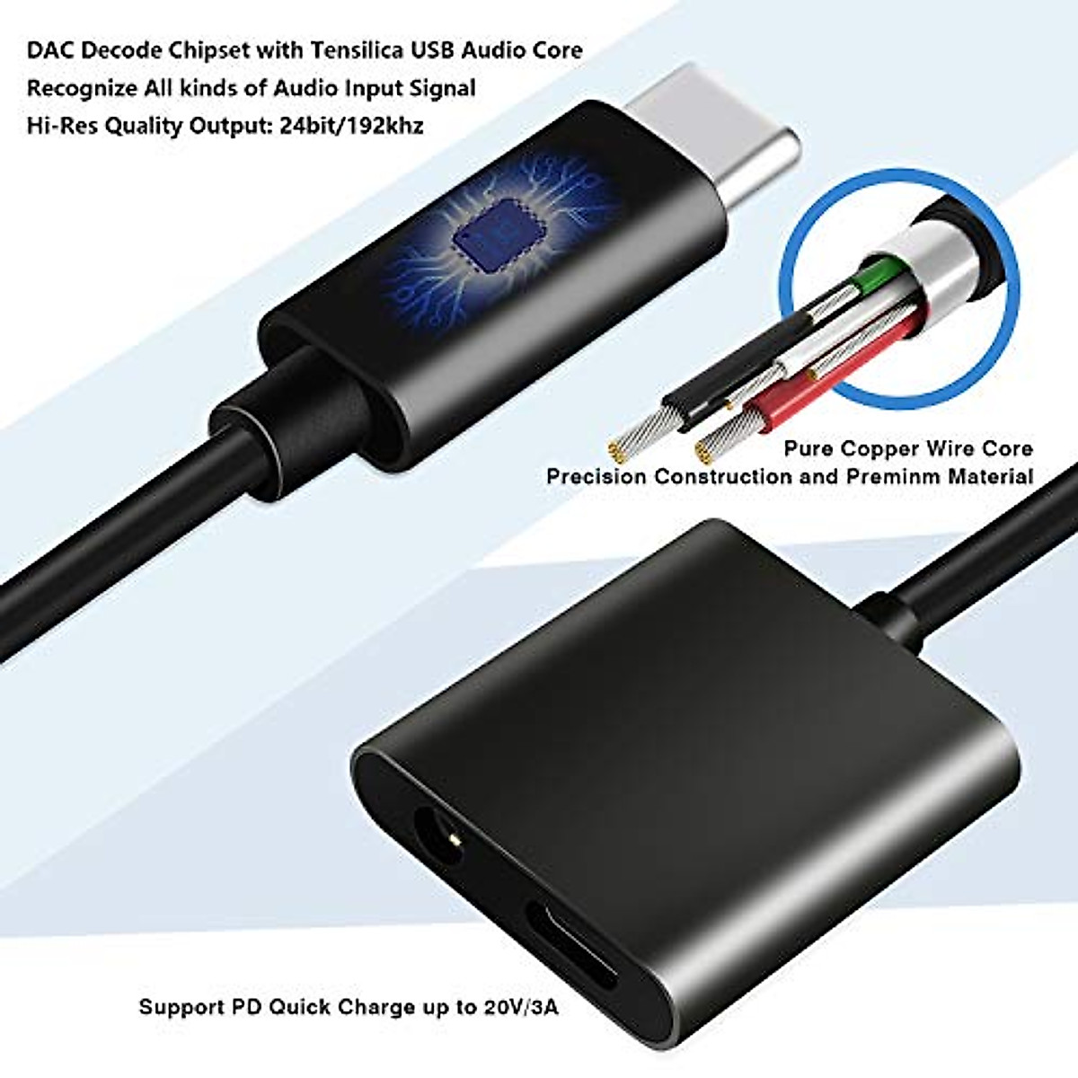 Mxcudu USB C to 3.5mm Headphone and Charger Adapter, 2 in 1 USB C to 3.5mm Aux Audio Jack with PD 60W Fast Charging Dongle Compatible with iPhone 15/15 Pro Max, Galaxy S24/S23/S22, Google Pixel 8/7/6