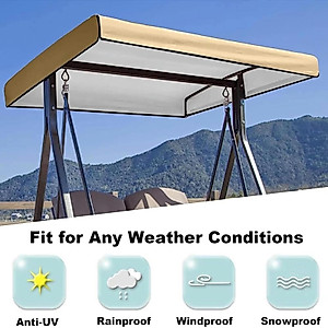 Outdoor Swing Canopy Replacement Cover Patio Swing Canopy Waterproof Top Cover Cloth Protection Sunproof Top Cover Awning Cloth for 2/3-Seater Protection Porch Swings (Beige)