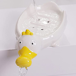 LUZLED Multifunctional Soap Dish Self Draining Soap Holder Saver Cute Pet Shape Soap Rack for Shower Bathroom Tub Kitchen Sink Ceramic Tray Holder for Bathroom Camping Gym（Chick）