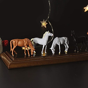 AN4303 15PCS 1:43 Farm Animals Horses and Cows O Scale PVC Well Painted Horse and Cow Use for Model Scenery Desktop Decor Railway Layout Diorama Miniature Landscape