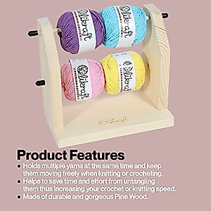 Olikraft Double Revolving Yarn Holder - Horizontal Yarn Spindle Feeder or Dispenser - Craft Supplies for Crochet and Knitting