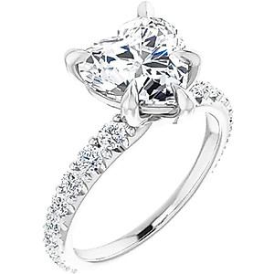Moissanite World Dainty Intersecting Engagement Ring, Heart Cut 3.00CT, Colorless Moissanite Ring, 925 Sterling Silver, Solitaire Engagement Ring, Wedding Ring (8)