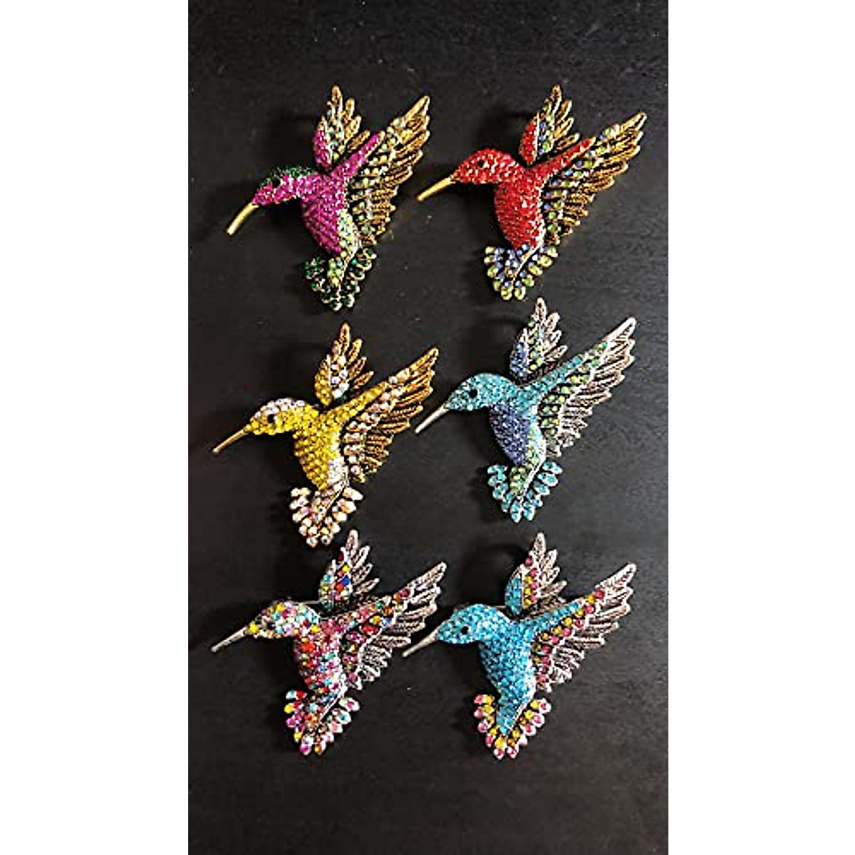 6 pieces of hummingbird brooch pin set for women girl men elegant silk scarf animal bird brooch pin collar fashion jewelry