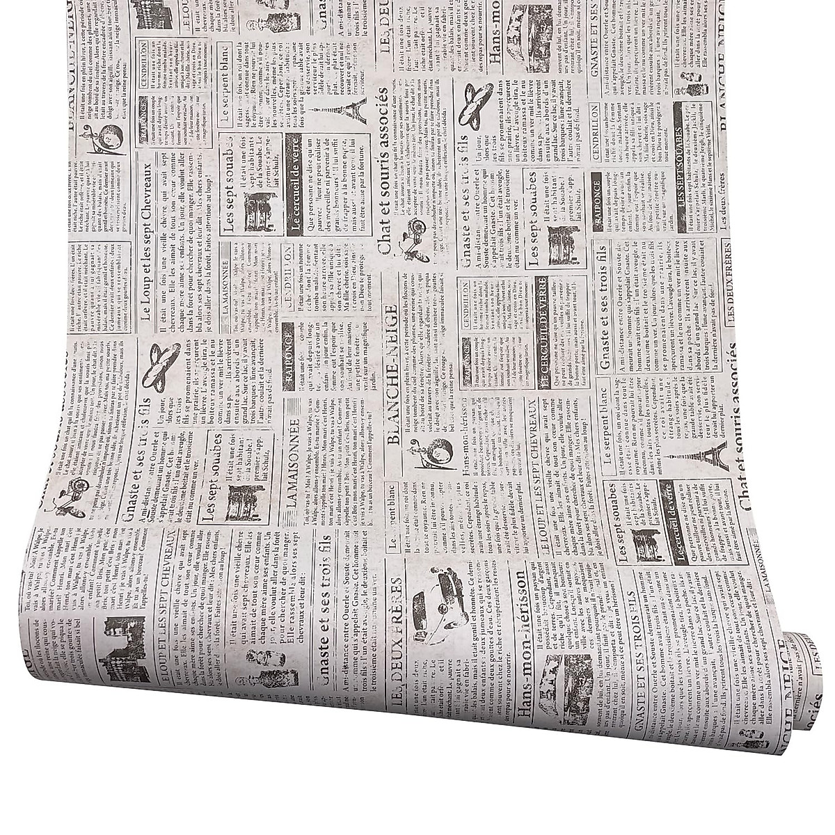 Yifely Old Fashion Newspaper Furniture Paper Adhesive Shelf Liner Locker Sticker 17.7 Inch by 9.8 Feet