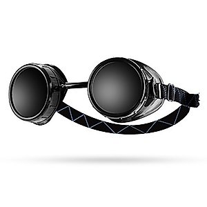 Ram-Pro Steampunk Goggles Vintage Victorian Round Cosplay Punk Gothic Welding Glasses for Men and Women | Clear, Tinted Lens (Antique Silver)