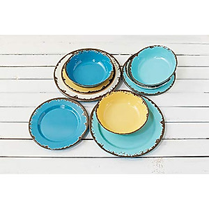 Fox Run Melamine Dinnerware Set, 12-Pieces, Multicolor