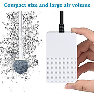 MingDak Mini Quiet Aquarium Air Pump for 1-15 Gallon Fish Tank,Oxygen Fish Aerator Pump Kit 1.5W with Airline Tubing & Check Valve & Air Stone Bubbler Accessories White