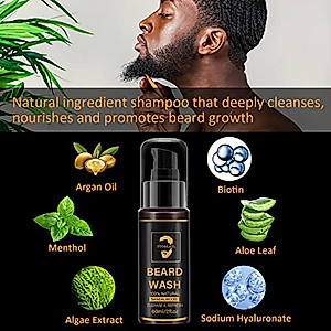 YOOBEAUL Beard Growth Kit, Derma Roller for Beard Growth, Biotin Beard Growth Oil for Patchy Beard, Beard Wash, Wooden Beard Comb, Beard Kit, Stocking Stuffers Birthday Gifts for Fathers Dad Men Him