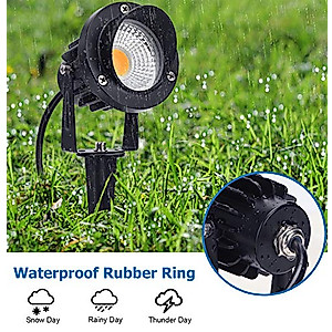 SUNVIE 15W Landscape Lighting LED Spotlight Outdoor 120V AC Waterproof Landscape Lights Spot Lights for Yard with Spiked Stake Warm White Flag Lights Garden Decorative Lamp with US 3-Plug in (2 Pack)