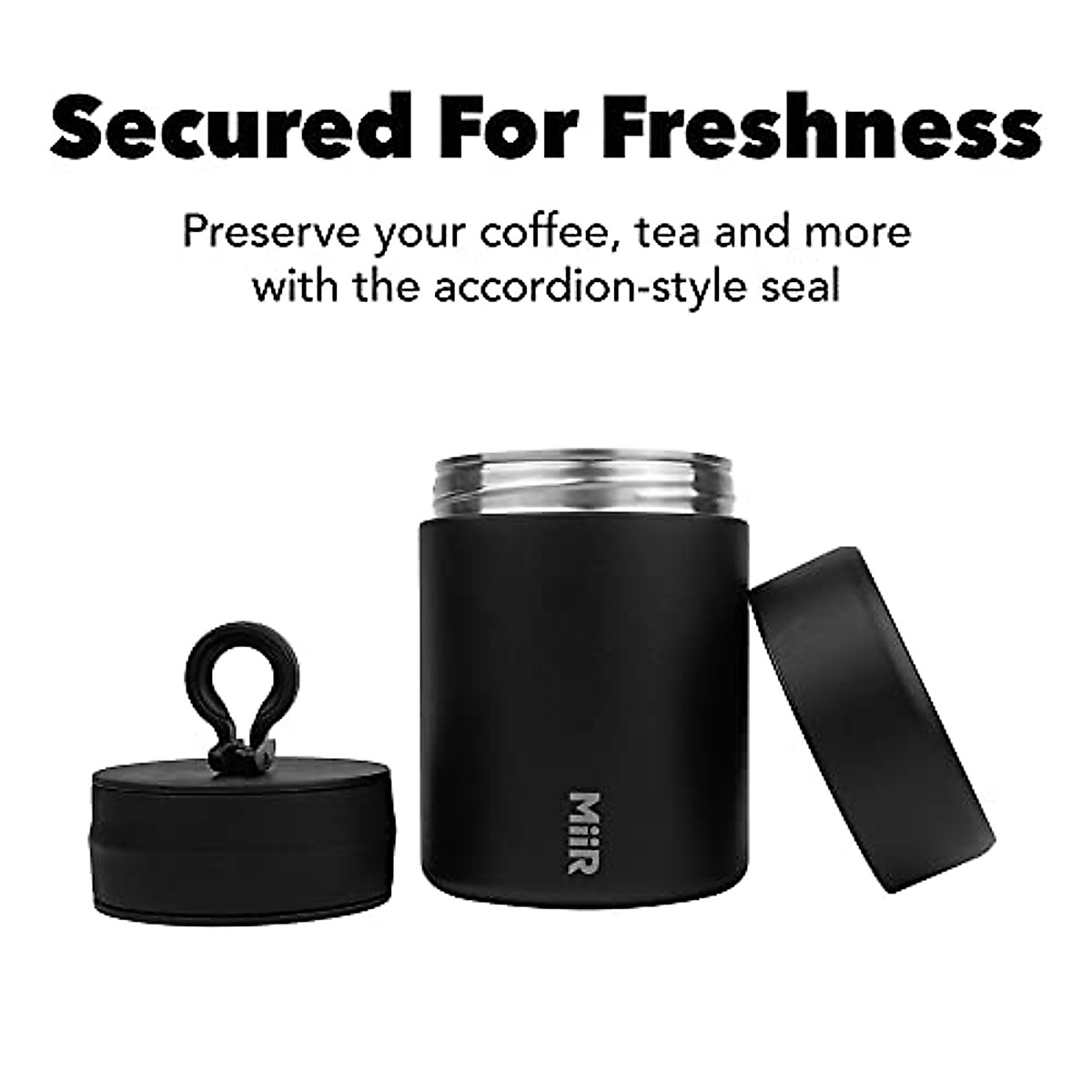 MiiR, Airtight Coffee Canister, Portable Storage for Coffee, Tea, and More, Stainless Steel Construction, Black
