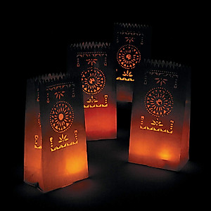 Fun Express Paper Fiesta Luminary Bags-1 Dozen Bags, Day of The Dead, Cinco Party Supplies