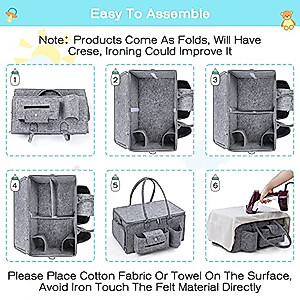 DIMJ Large Capacity Baby Diaper Caddy Organizer with Lid, Shoulder Nursery Storage Bin for Changing Table and Car, Portable Large Baby Shower Basket for Diaper, Toys, Bottles, Wipes, Books