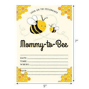 Mommy-to-Bee Bumble Bee Gender Neutral Yellow Baby 5x7 Baby Shower Invites - 24 Invites and 24 White Envelopes