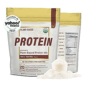 Essential Elements Organic Pea Protein Powder - Very Vanilla | Low-carb Plant-Based Vegan Blend - Keto-Friendly and Gluten-Free | 20 Servings, 18.2 oz