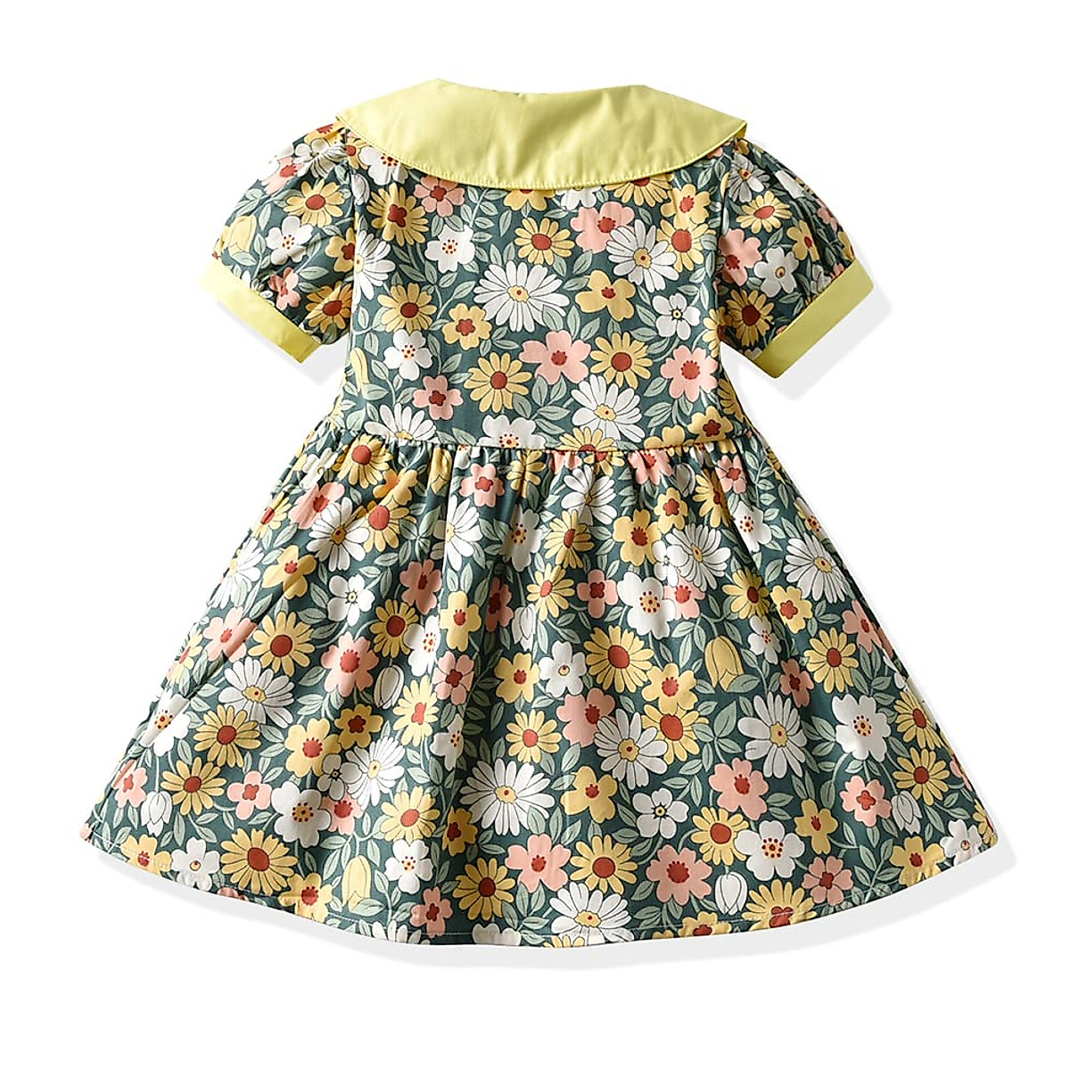 FAXSON Summer Brother and Sister Matching Outfits Toddler Boys Gentleman Suits Infant Girls Dresses(Green-girl,110/4T)