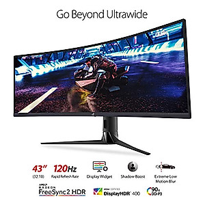 ASUS ROG Strix XG43VQ 43? Super Ultra-Wide Curved HDR Gaming Monitor 120Hz (3840 x 1200) 1ms FreeSync 2 HDR DisplayHDR 400 90% DCI-P3,BLACK