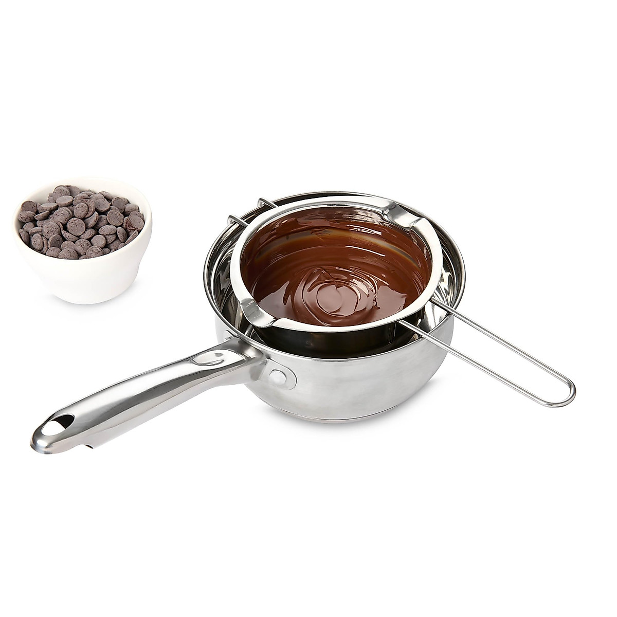 Mrs. Anderson’s Baking Chocolate Melting Pot with Pour Spouts, Heavyweight Stainless Steel, 2.5-Cup Capacity