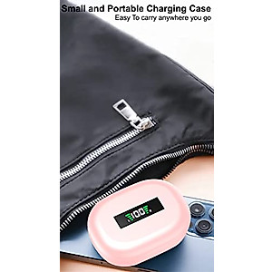 eDealz Fully Wireless Bluetooth 5.0 Rechargeable Active Sports Earbud Headphones w Smart LCD Display 48h USB C Power Charging Case Microphone Surround Stereo Bass and Passive Noise Cancelling (Pink)