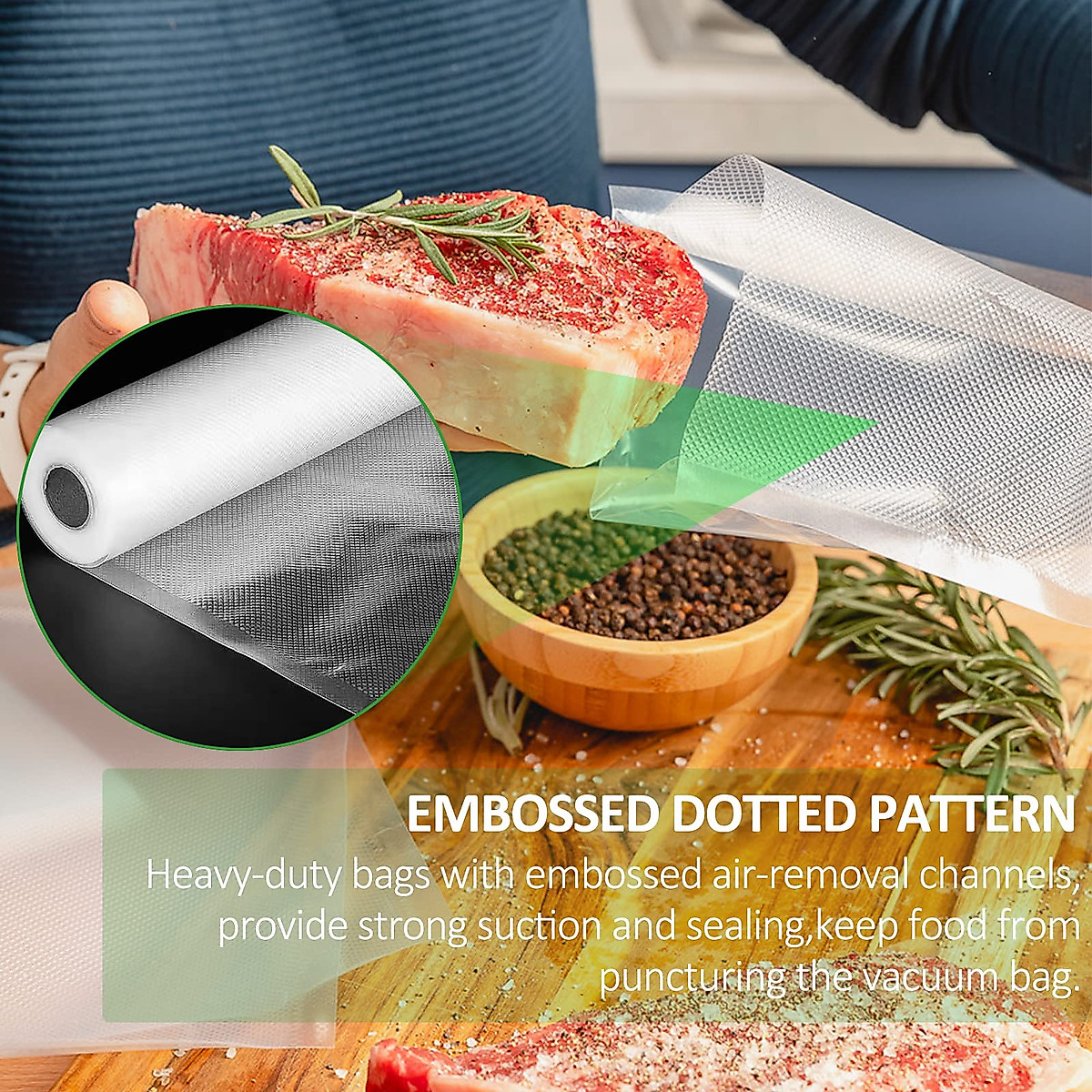 Vacuum Sealer Bags Roll 4 Pcs 8" x 150' Rolls (Total 600 feet) Vac Seal Bags for Food Saver Storage, Meal Saver Freezer Vacuum Sealer Bags, Sous Vide Bags Vacuum Sealer, Non-BPA Vacuum Sealer Bags