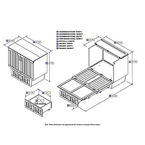 AFI, Sydney Twin Wood Murphy Bed Chest with Storage and Charging Station, White