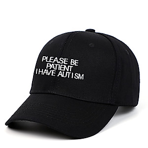 YUNXIBASECAP Cotton Unisex Please Be Patient I Have Autism Baseball Cap，Adjustable Dad Hat Black