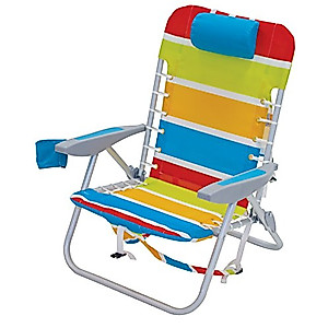 Rio Beach 4-Position Backpack Lace-Up Suspension Folding Beach Chair,Aluminum, Bright Stripe