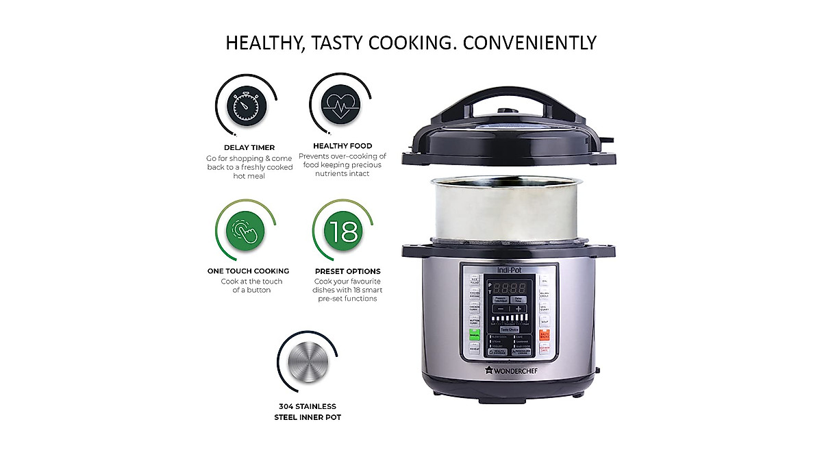 Wonderchef 7-in-1 6 Quart Pressure Cooker - Versatile Cooking