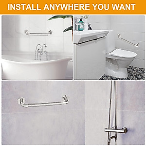 2 Pack Shower Grab Bar with Knurled Anti-Slip Grip 18 Inch ADA Compliant 500lbs Supporting with Concealed Screws 304 Stainless Steel Brushed Nickel Handicap Bars for Bathroom