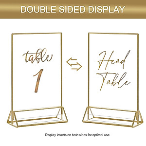LHFFZJ Acrylic Sign Holder 5x7 Gold Acrylic Frame Display Stand, Clear Wedding Table Number Holder, Acrylic Frames for Home Office Shop Photo Frames Exhibition (6pcs)