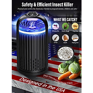 Fly Trap Indoor, 3-in-1 Fruit Fly Trap, Gnat Killer Indoor, Moth Traps - Bug Zapper Indoor with Temperature & Humidity Sensor, Catch Insects Indoors with Suction, Bug Light &10pcs Sticky Glue (Black)