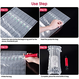 36 PCS Wine Bottle Protector Gas Column Wrap Bags Sleeves Glass Travel Transport Air filled Column Leakproof Cushioning with the Gift Air Pump and A Wine Opener