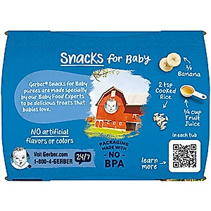 Gerber Snacks for Baby 2nd Foods Baby Food Tubs, Hawaiian Delight, Creamy Juice & Fruit Blend, Pureed Baby Food Snack, 2 - 4 ounce Tubs/Pack (Pack of 4)
