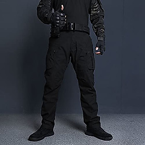IDOGEAR Tactical Pants Men Trousers Combat Pants Multi-camo Black Casual Hiking Hunting Paintball Pants with Multi-Purpose Pockets (Black, 30W x 31L)