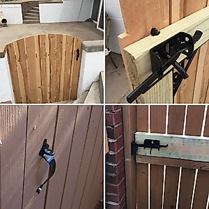 Gate Latch, Thumb Latch Hardware, Gate Latch for Wooden Fence Heavy Duty, Self Locking Latches with 8 inch Handle, Gate Kit for Wooden Fence & Swing Outdoor Gate – Steel, Black Finish