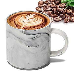 Smilatte 12 oz Stackable Coffee Mugs, M101 Novelty Marble Ceramic Cup for Boy Girl lover, Set of 4, Gray