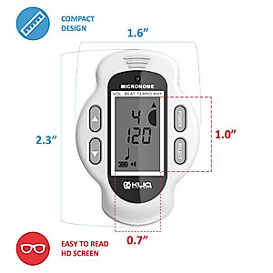 KLIQ MicroNome - Mini Rechargeable Digital Metronome - with Speaker (Digital Volume, Beat and Tempo Adjustment) Designed for use with Piano, Guitar, Saxophone, Flute, Violin, Drum (White)
