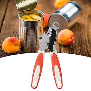 Fdit Multifunction Orange&Black Can Opener Stainless Steel Safety Manual Tin Bottle Opener Handheld Convenient Can Opener Kitchen Utensils