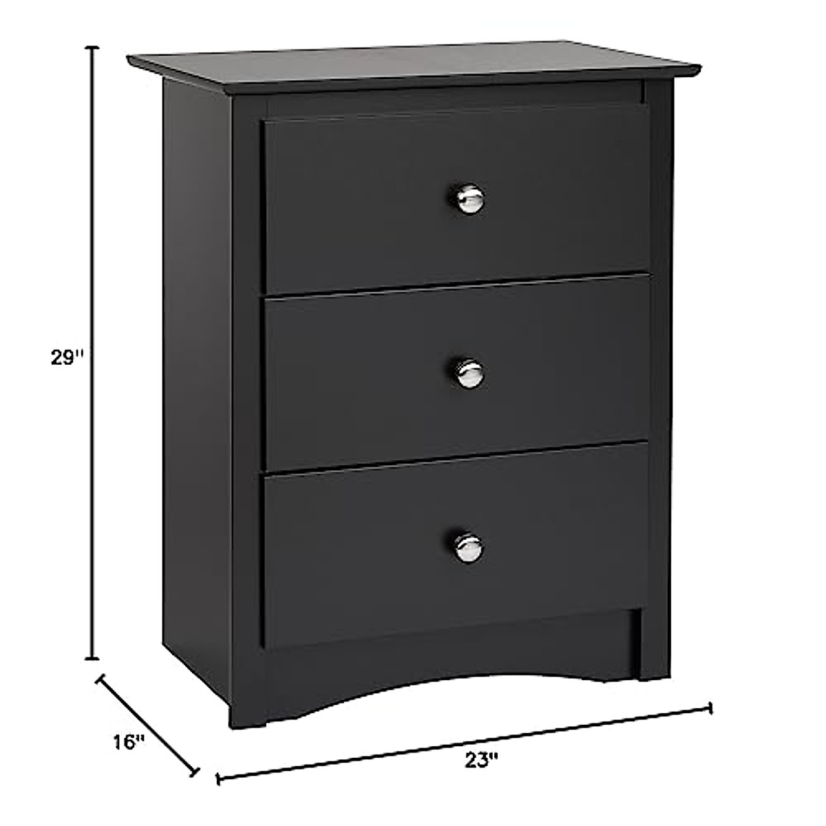 Prepac Sonoma Nightstand, Tall 3-Drawer, Black & Black Sonoma 5 Drawer Chest