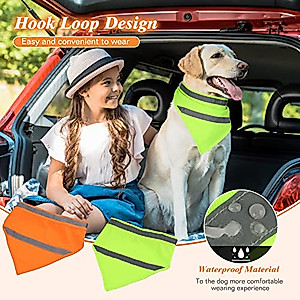 2 Pieces Dog Bandanas Reflective Dog Scarf Yellow Orange Dog Bandanas High Visibility Safety Dog Camping Bandana Triangle Bibs for Medium Large Pets Dog Cats Puppy Walking Reflective Wear at Night