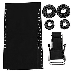Patio Chair Replacement Fabric, 63x17 Sling Chair Replacement Fabric with 4 Bungee Cord, Waterproof Breathable Patio Chair Repair Kit for Patio Recliner Chair Outdoor Black, Patio Chair Repair Kit